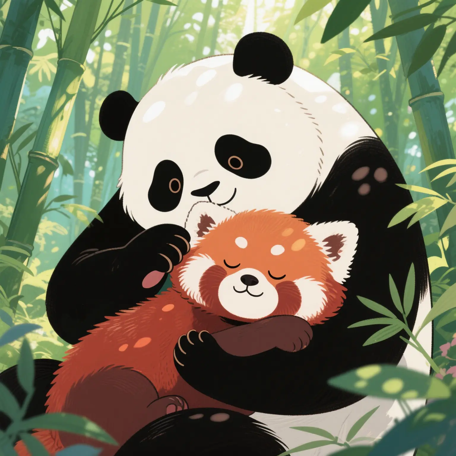 Der Kleine Panda spielt mit Bambusblättern | Tiergeschichten | Märchen ...