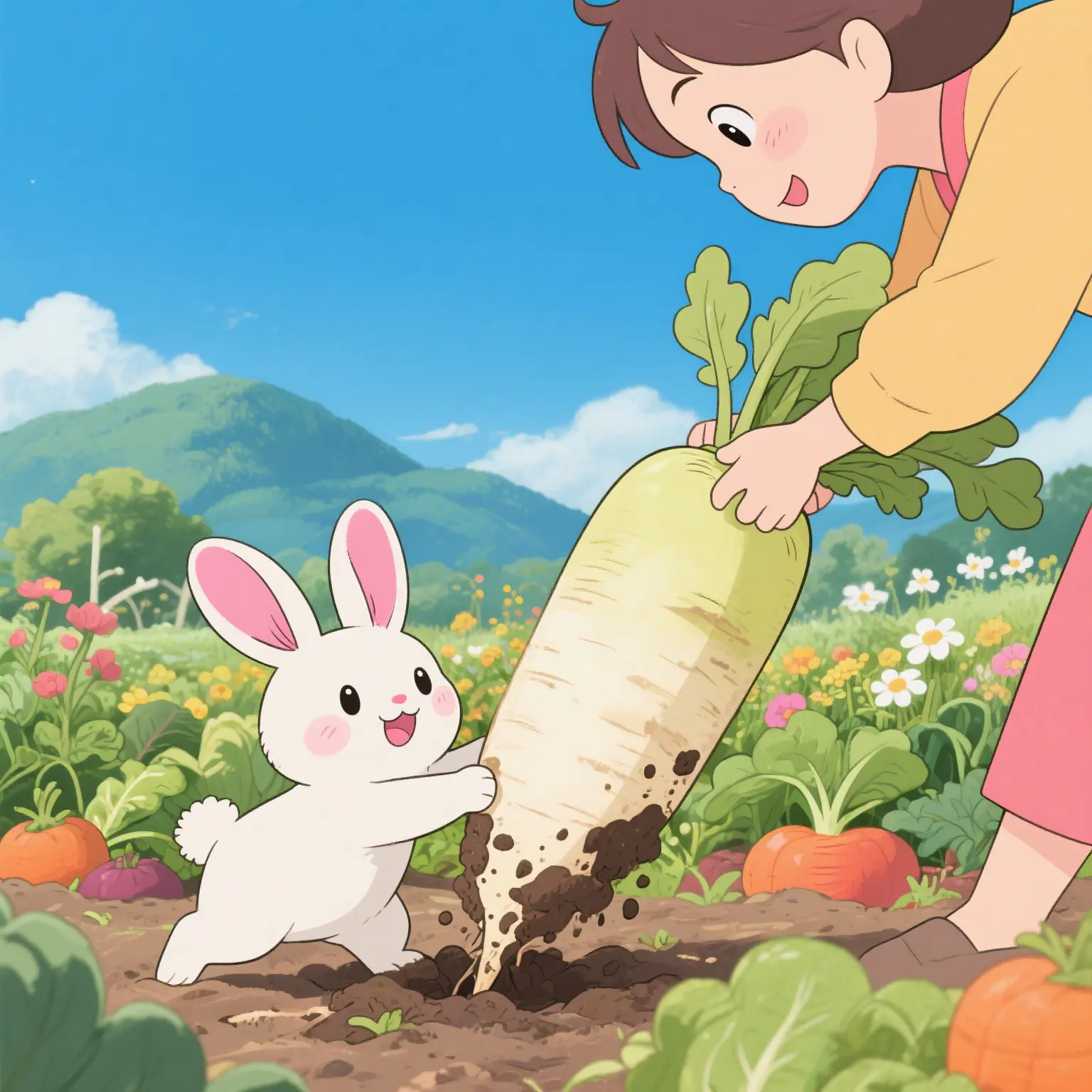 The Little Rabbit Pulls Out the Radish | Animal Stories | Bedtime Stories